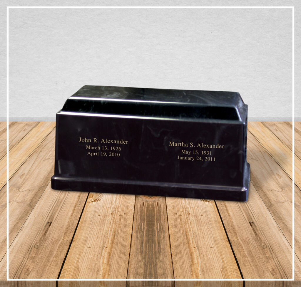 Crescent Marble Companion Urn - Heartland Cremation & Burial Society