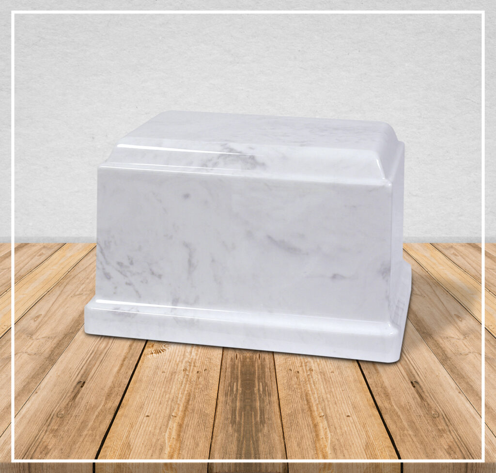 Marble Full Capacity Urn- White - Heartland Cremation & Burial Society